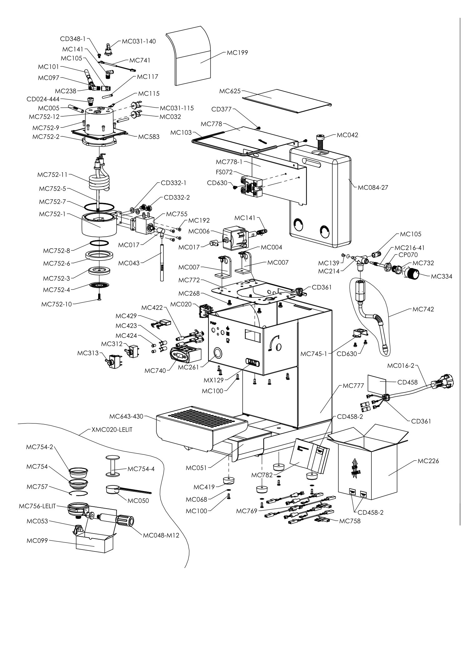 Exploded Views Lelit Exploded Views PL41PLUST Exploded View - Complete